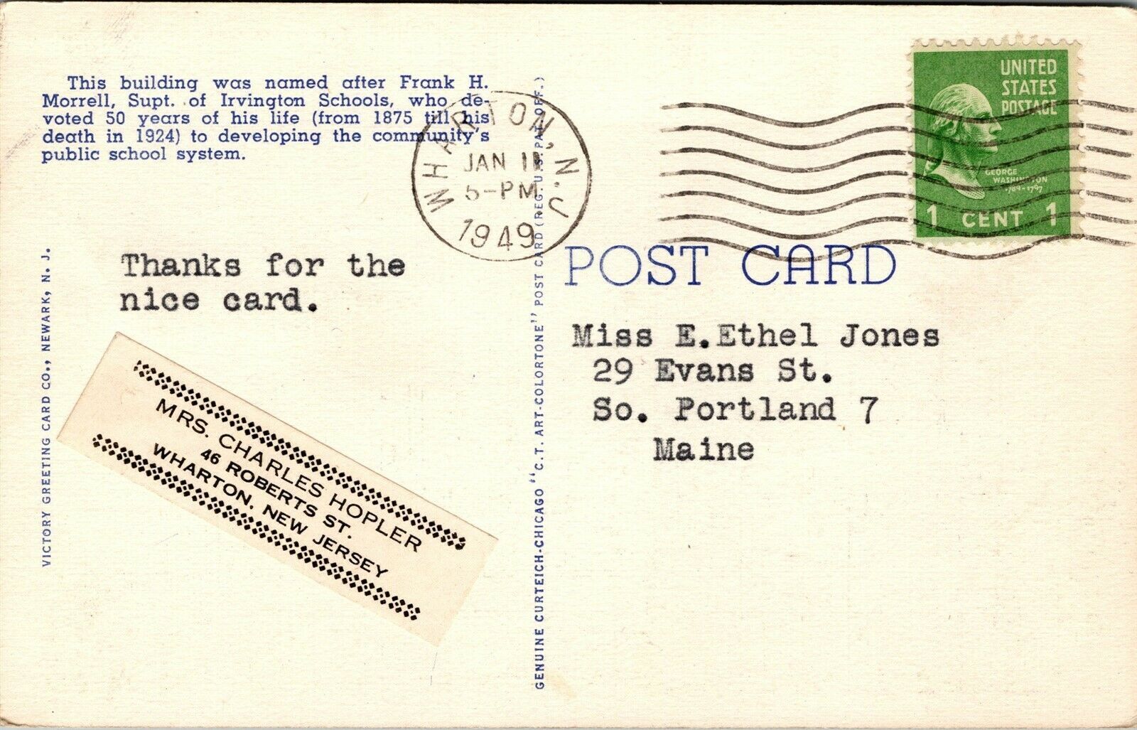 Vtg Irvington New Jersey NJ Frank Morrell High School 1940s Linen ...