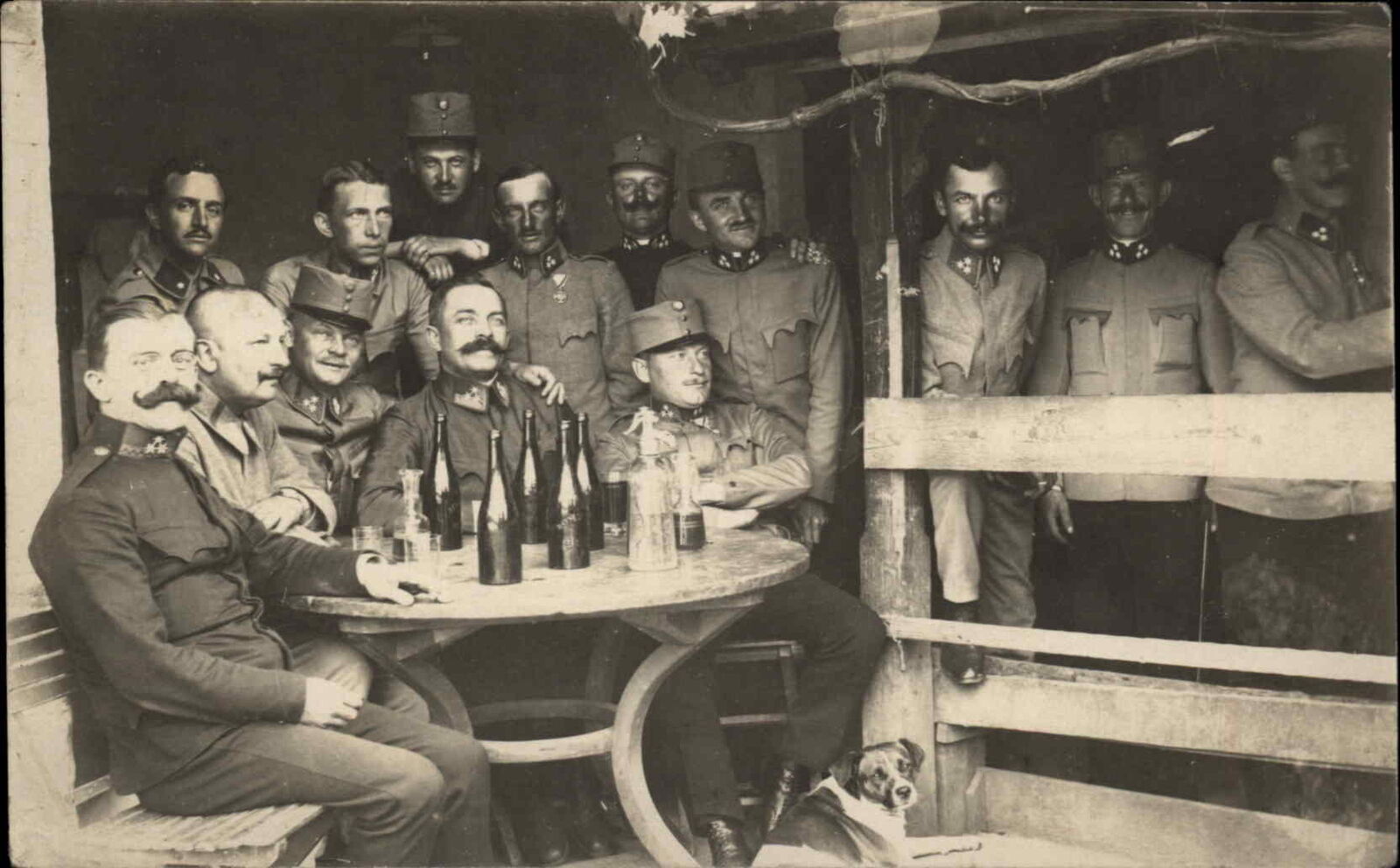 WWI Austro-Hungarian Soldiers Officers Dog Alcohol Bottles CRISP RPPC ...