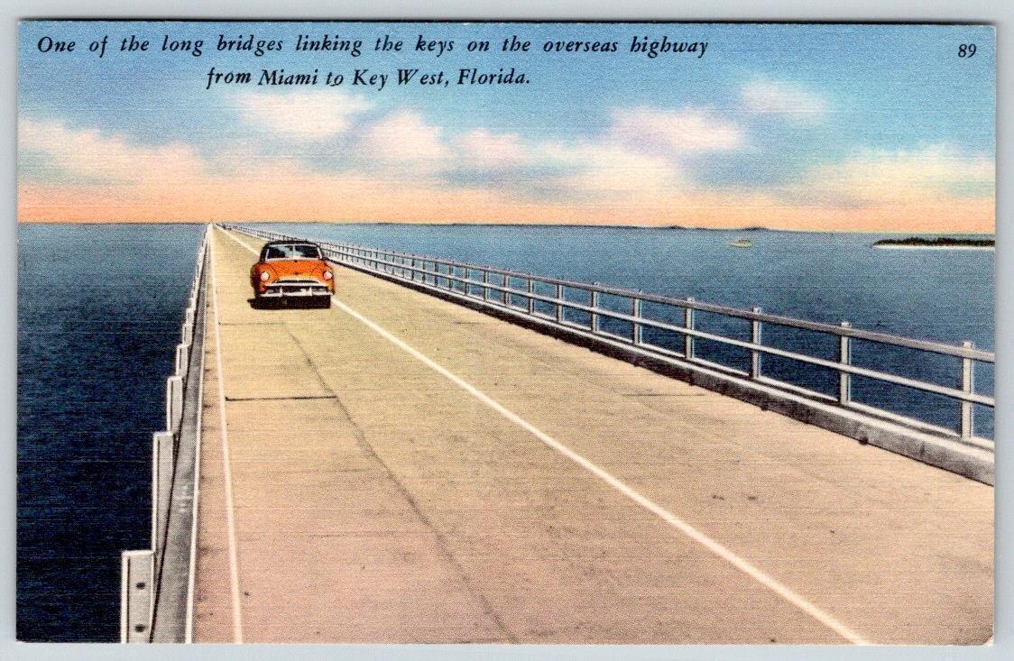 1930'S-40'S Miami to KEY West Long Bridge Overseas Highway Linen ...