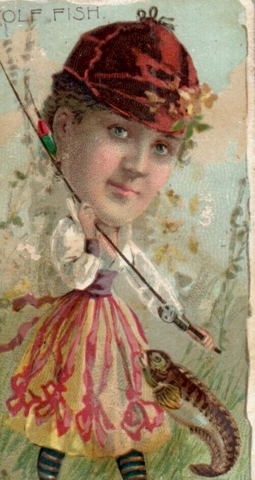 1880s Duke's Cigarettes Tobacco Card Fishers & Fish Wolf Fish F136 ...