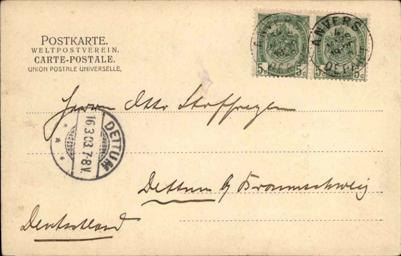 Battleship Boat Ship RPD Kanzler Flag Border Belgian? c1905 Postcard ...