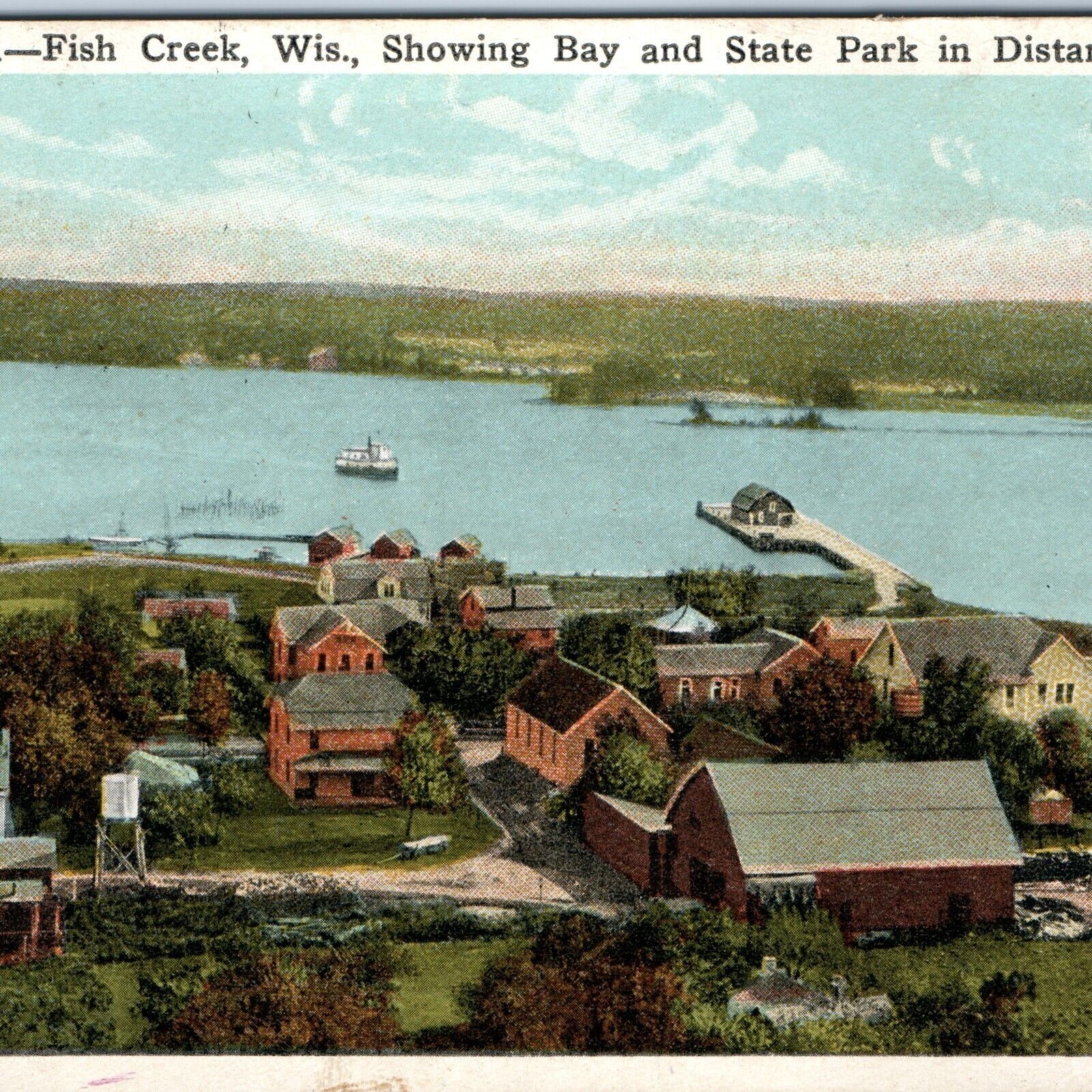c1920s Fish Creek, Wis Town Birds Eye Bay Peninsula State Park Saranac ...