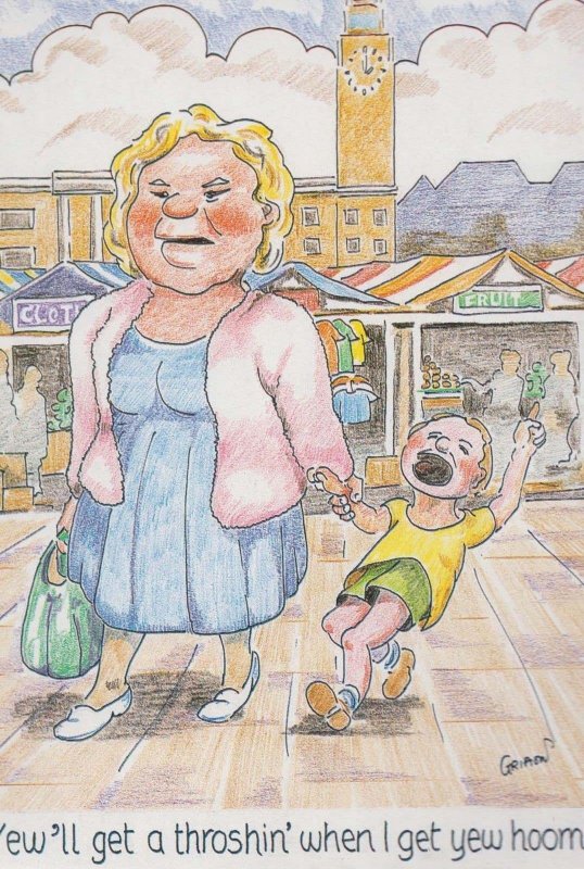 Norfolk Child Getting Told Off Market Stall Angry Mother Cartoon Comic ...
