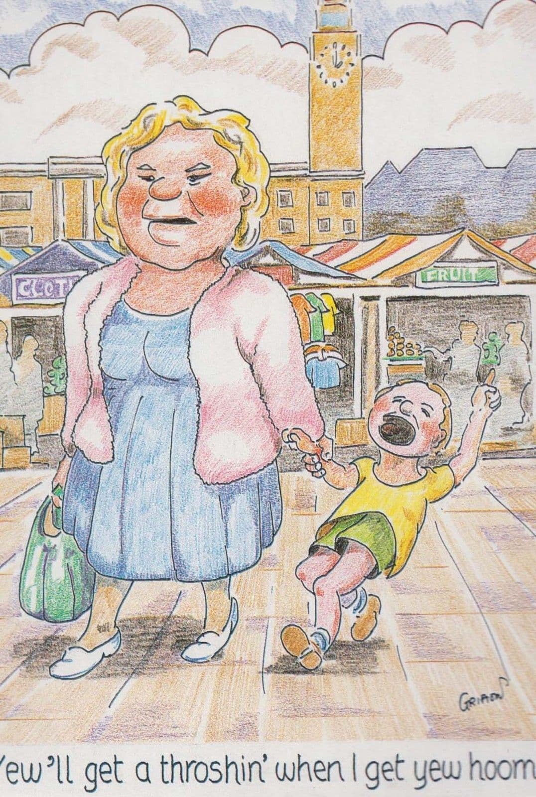 Norfolk Child Getting Told Off Market Stall Angry Mother Cartoon Comic ...