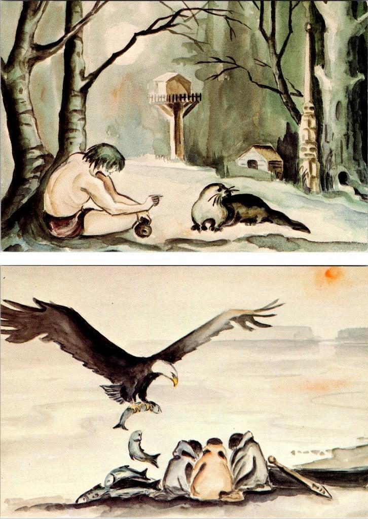 2~4X6 Art Postcards Sitka, AK Alaska TLINGIT LEGENDS Sheldon Jackson ...