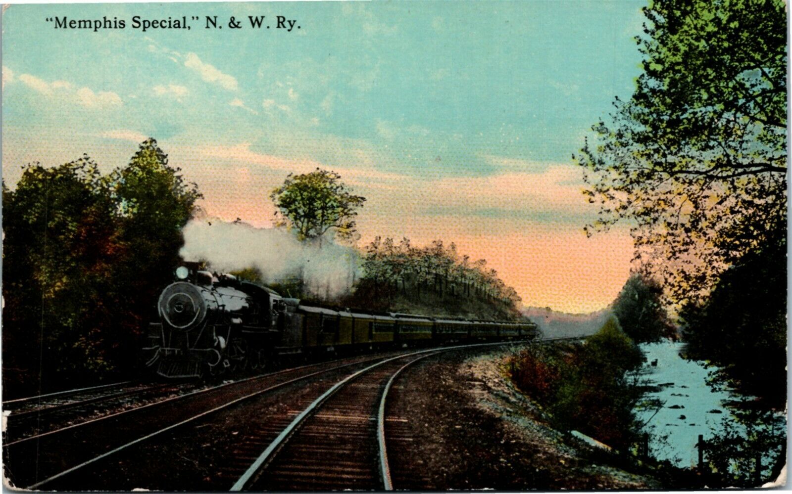 Postcard VA Memphis Special Train on the Norfolk and Western Railroad ...