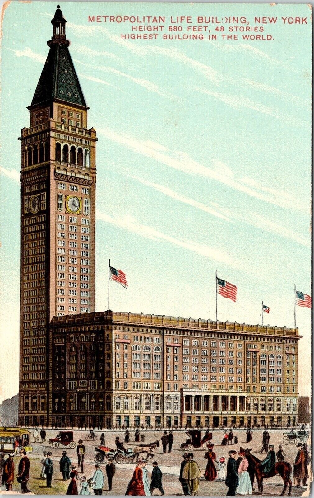 Metropolitan Life Building New York City New York Horses Carriages DB ...