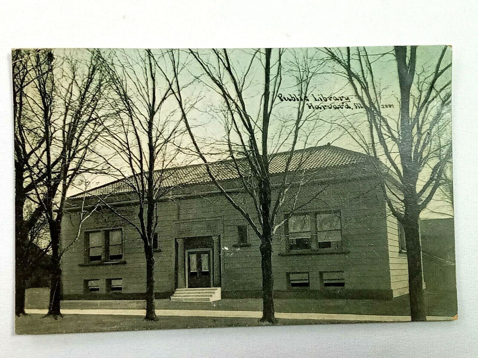 Vintage Postcard 1910's Public Library Harvard IL C.U. Williams ...