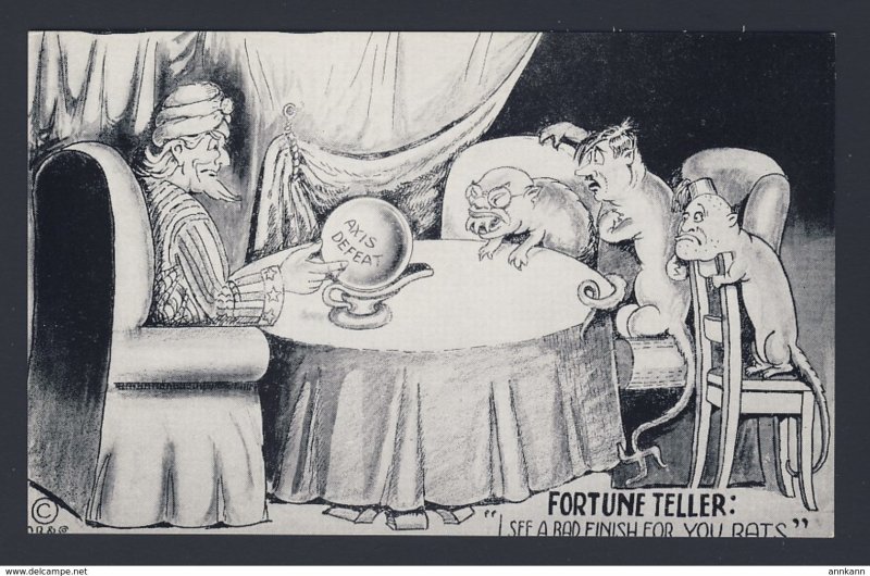 RARE - POSTED 1943 - WWII Adolf Hitler Uncle Sam - 6 postcards envelope ...