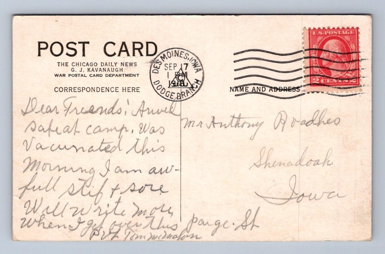 Rookies Arriving in Camp WW1 Military DES Moines Iowa Postcard 1918 ...