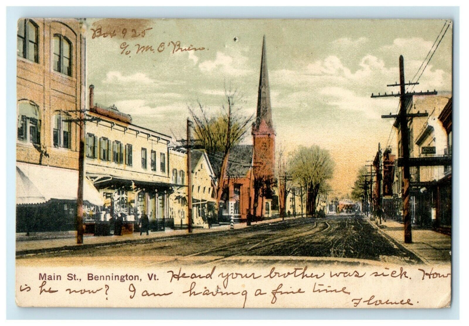 1909 Main Street, Bennington, Vermont VT Posted Antique Postcard ...