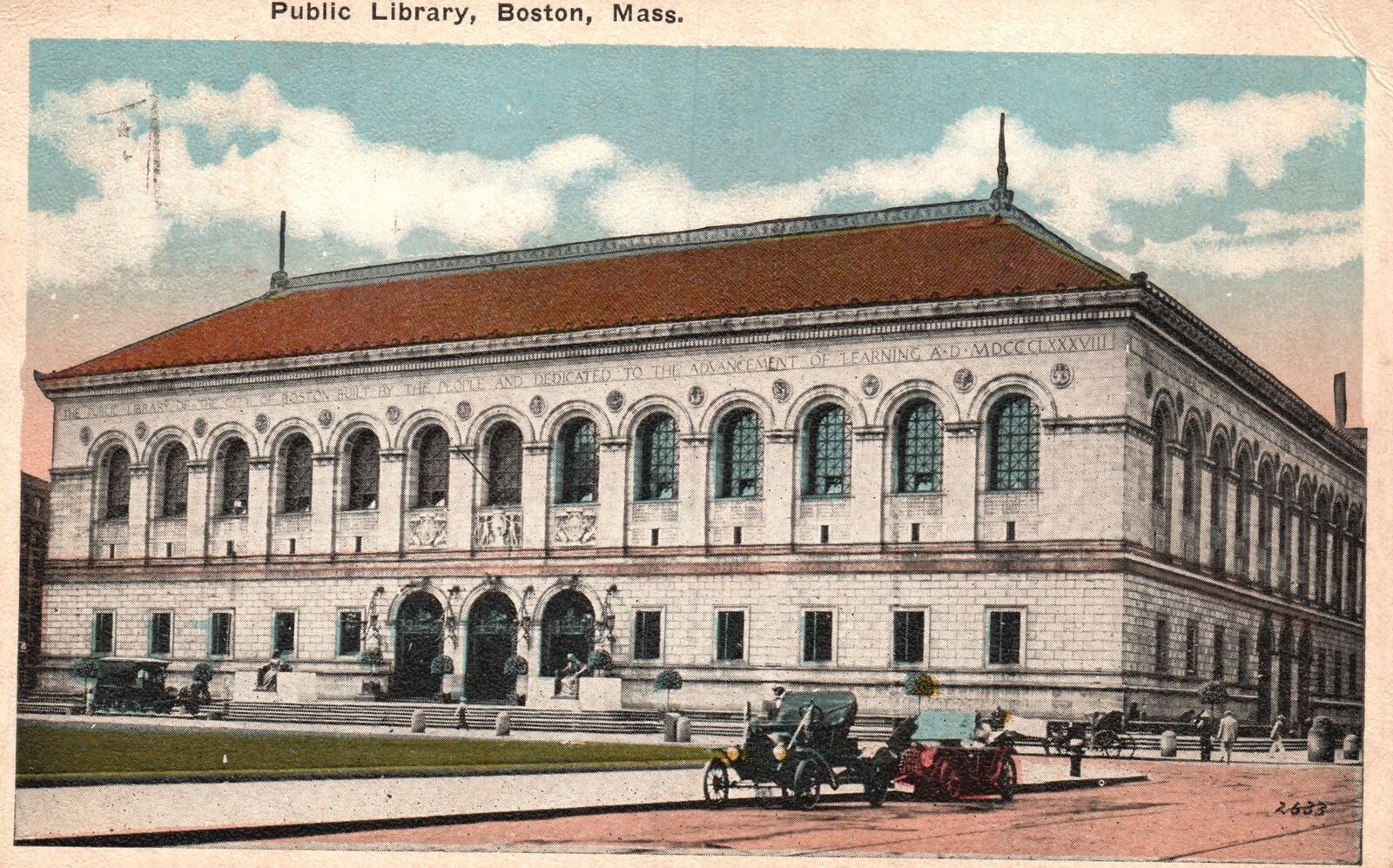 Vintage Postcard 1919 Public Library Building Historical Landmark ...