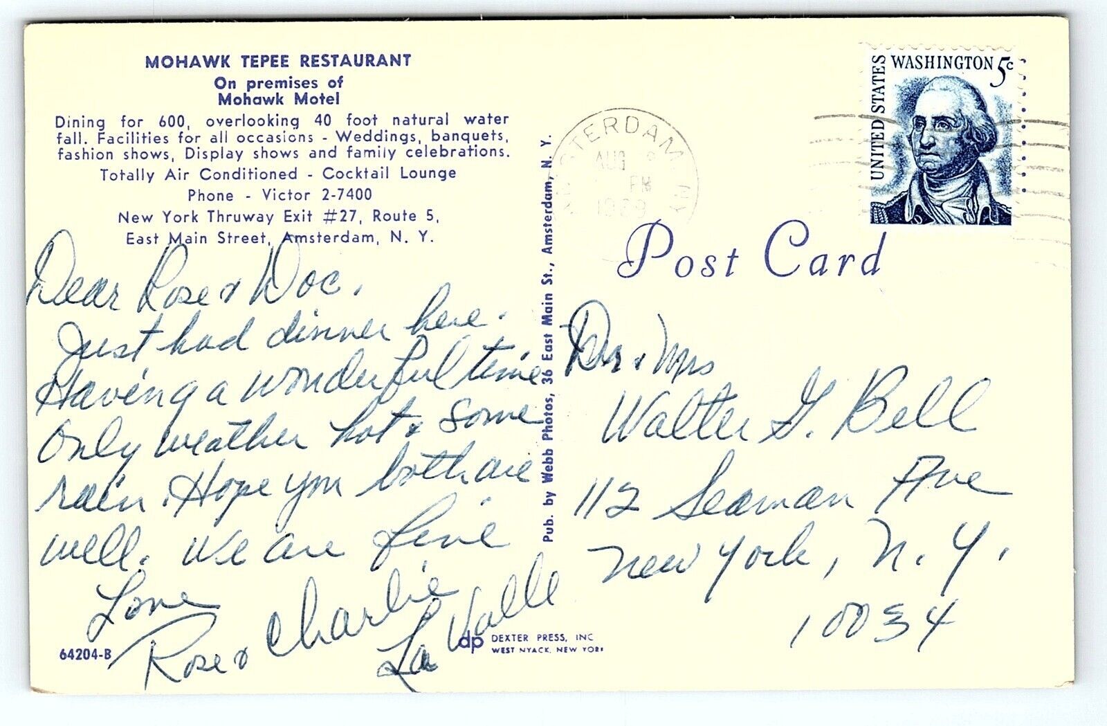 1960s Amsterdam New York Mohawk Tepee Restaurant Motel RT 5 Chrome ...