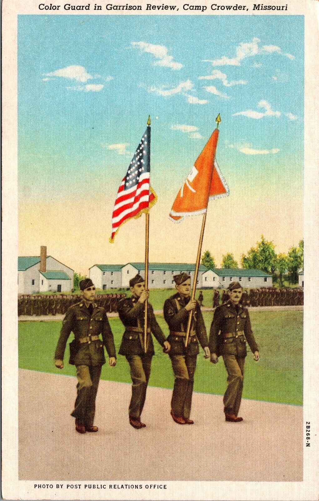 Vtg Color Guard in Garrison Review Camp Crowder Missouri MO 1940s Army ...