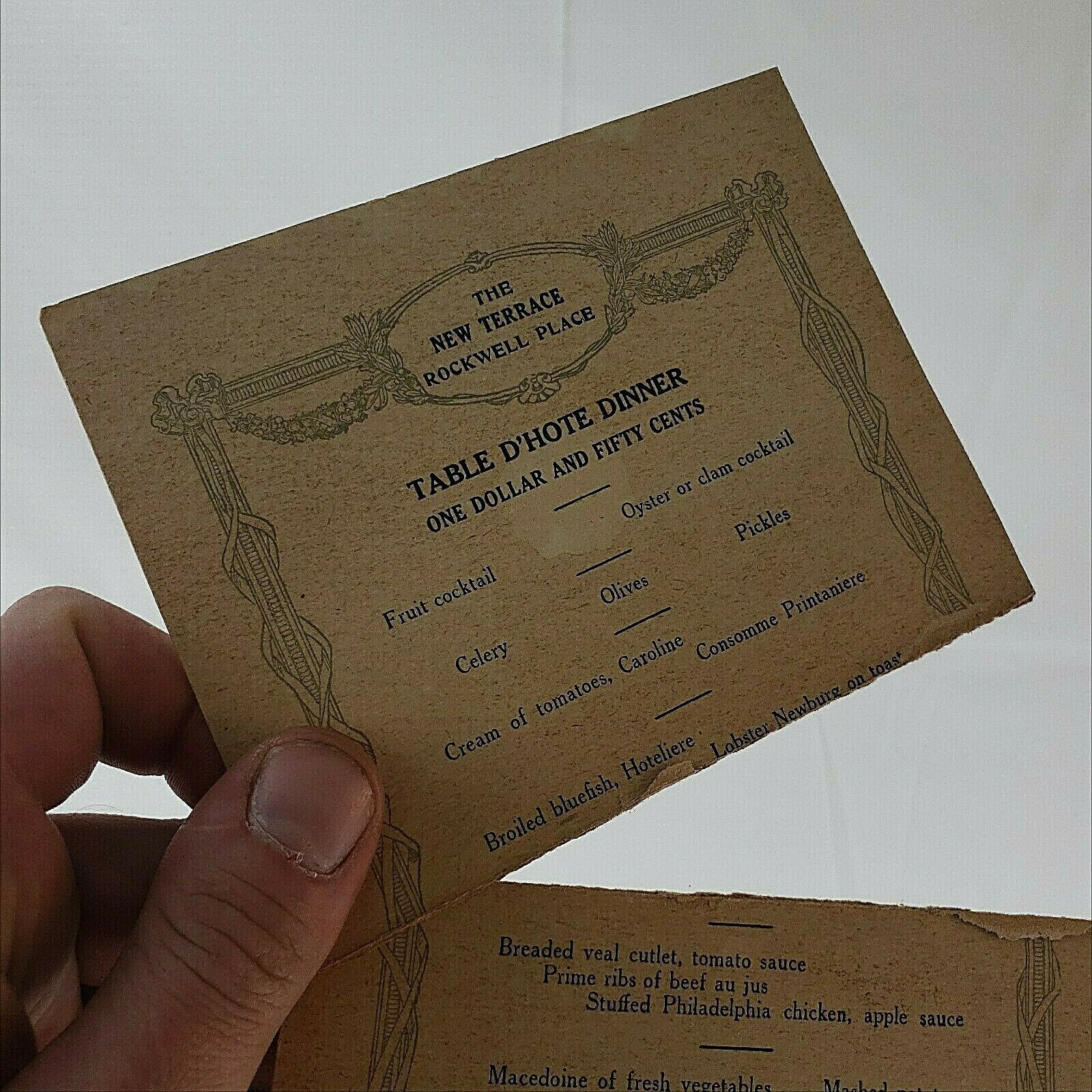 The New Terrace Rockwell Place Table D'Hote Dinner Menu 1924 Vintage ...