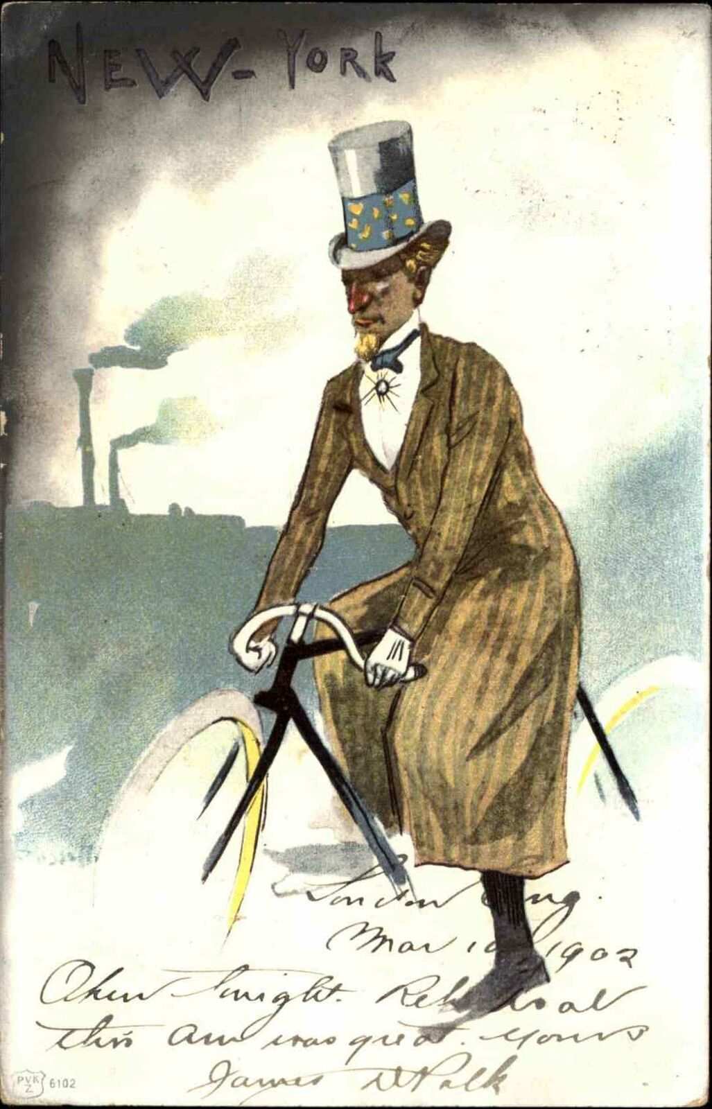 Unusual Uncle Sam Art - Bicycle New York 1902 Used French Postcard ...