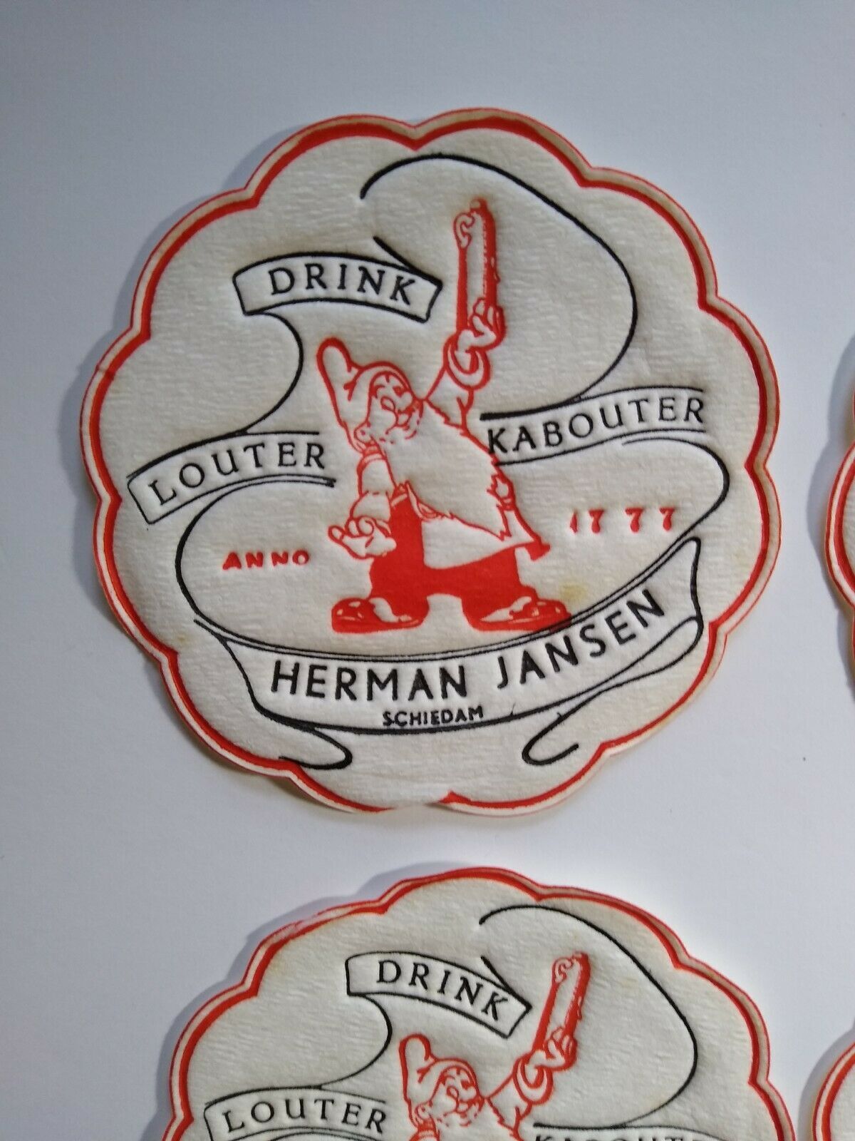 Gnome Dwarf Louter Kabouter Herman Jansen Fabric Drink Coasters 1950s ...