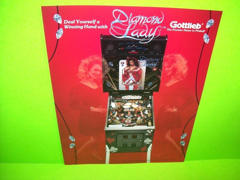 Diamond Lady Pinball Machine Flyer Original 8.5" x 11" Vintage Retro ...