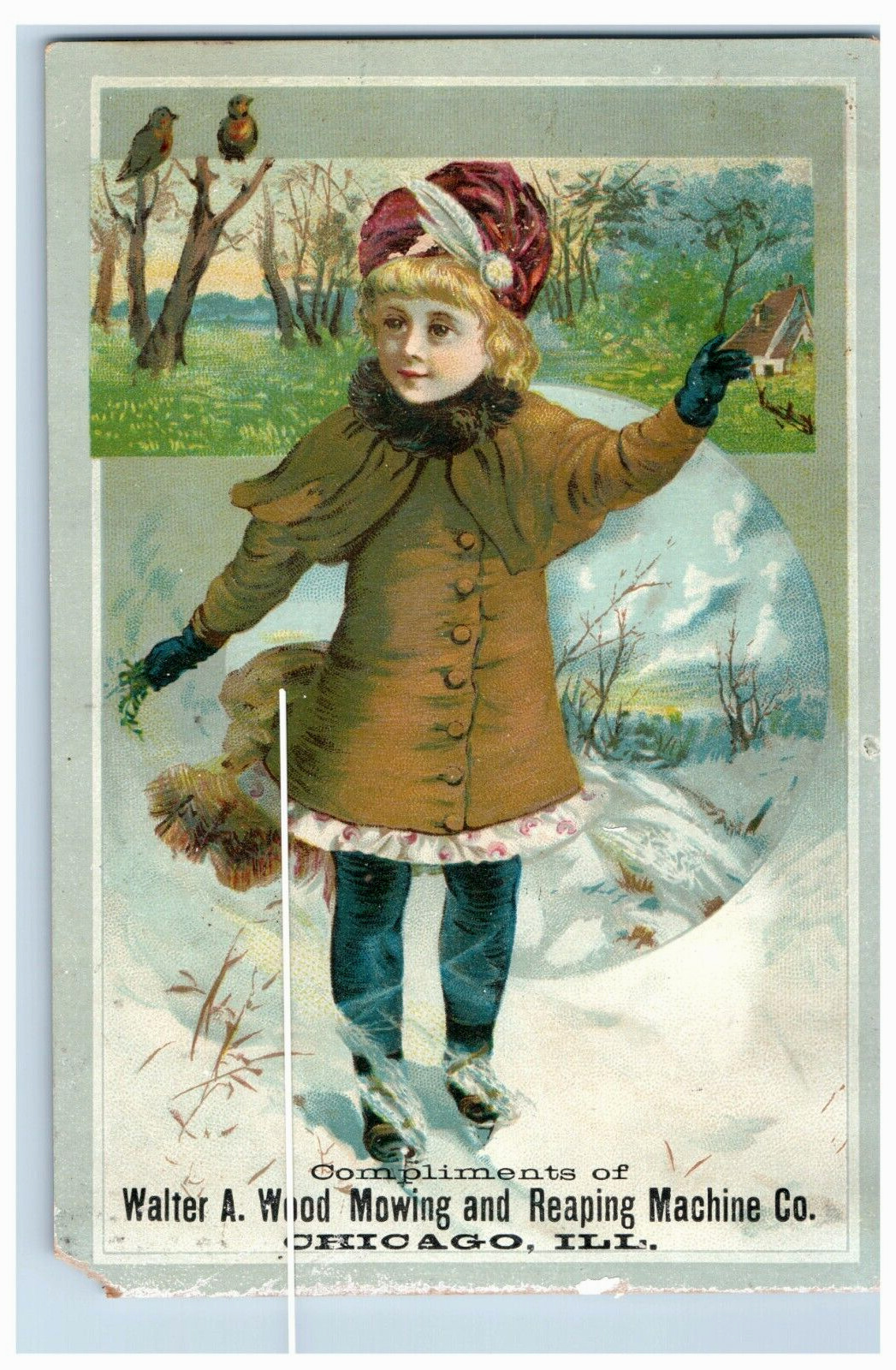 1880s Walter A. Wood Mowing & Reaping Machine Co. Girls Ice-Skating Lot ...