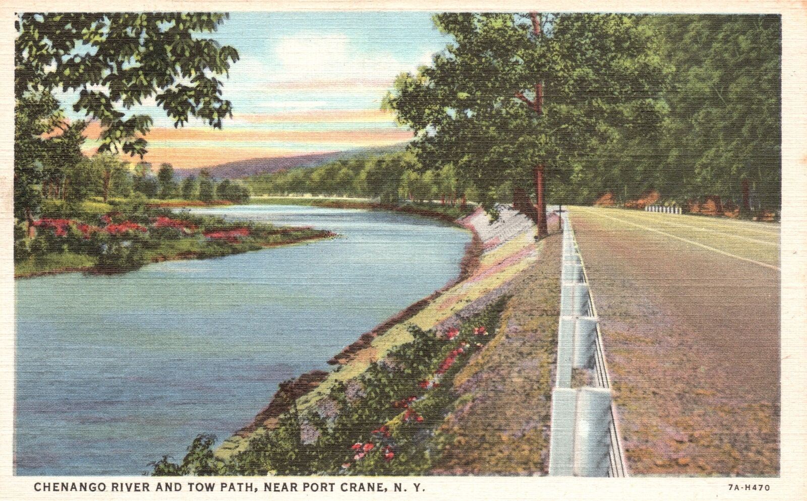 Vintage Postcard Chenango River and Town Path Driveway Near Port Crane ...