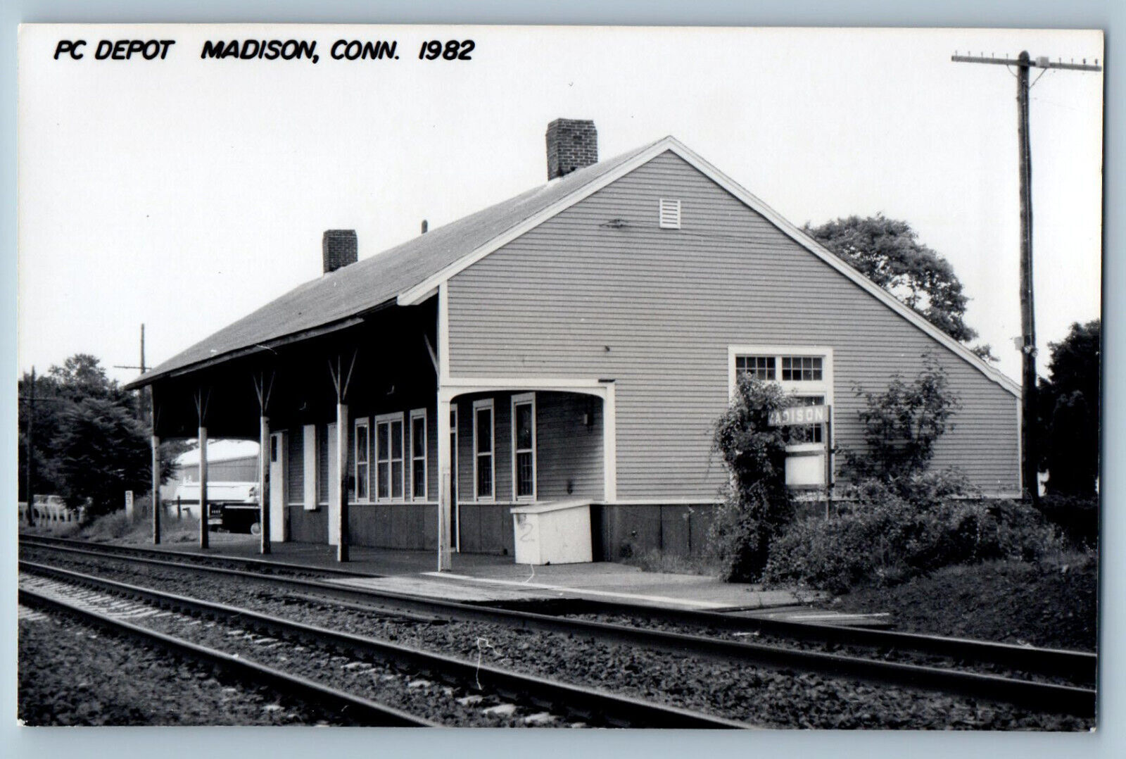 Madison Connecticut CT Postcard PC Depot Station Railroad 1982 RPPC ...