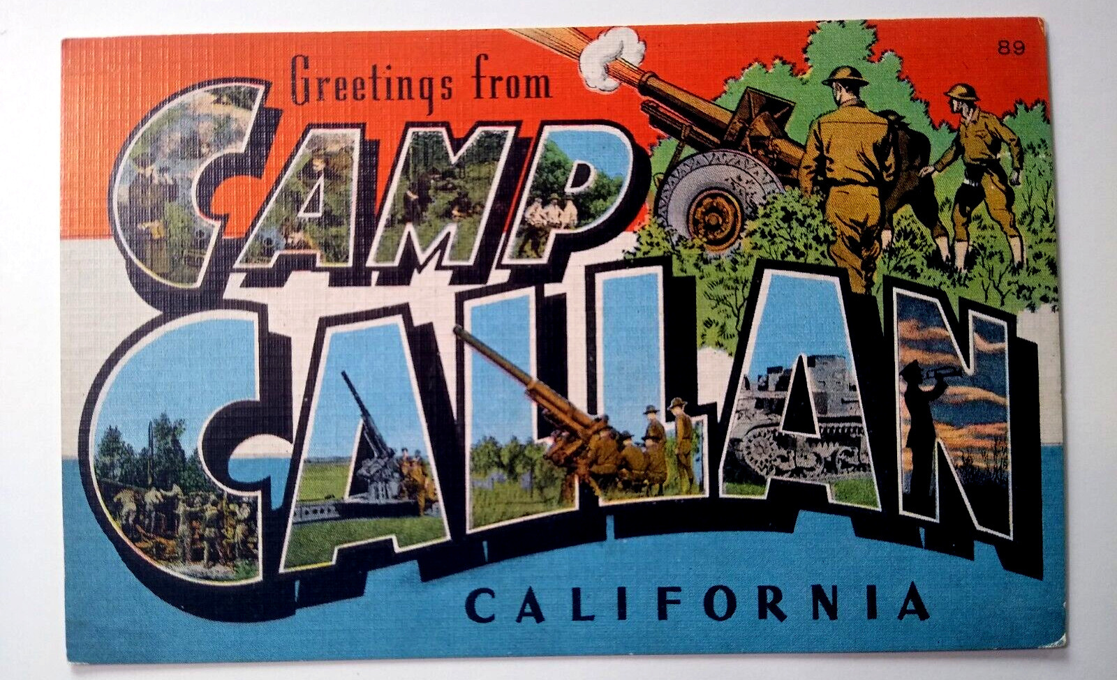 Greetings From Camp Callan California Large Letter Linen Postcard ...