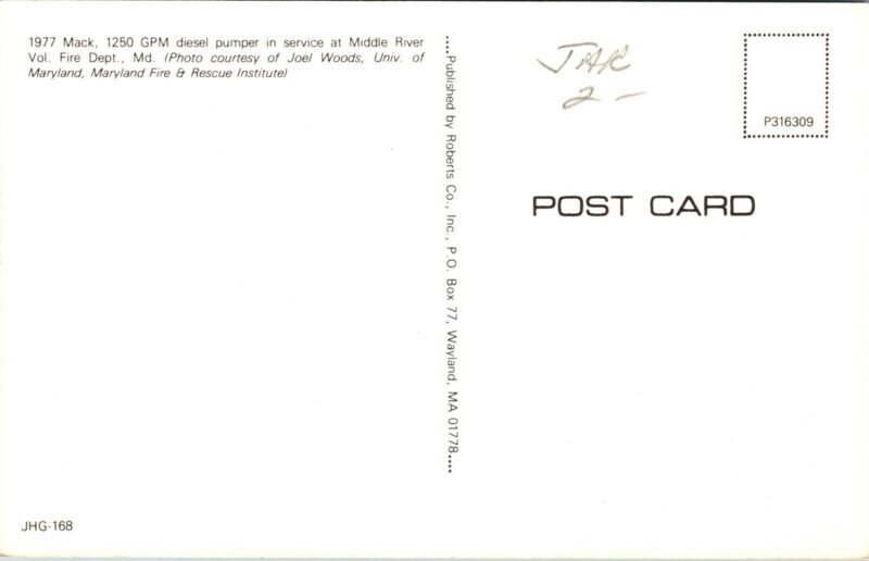 Middle River Volunteer Fire Department Md Maryland Fire Rescue Postcard ...