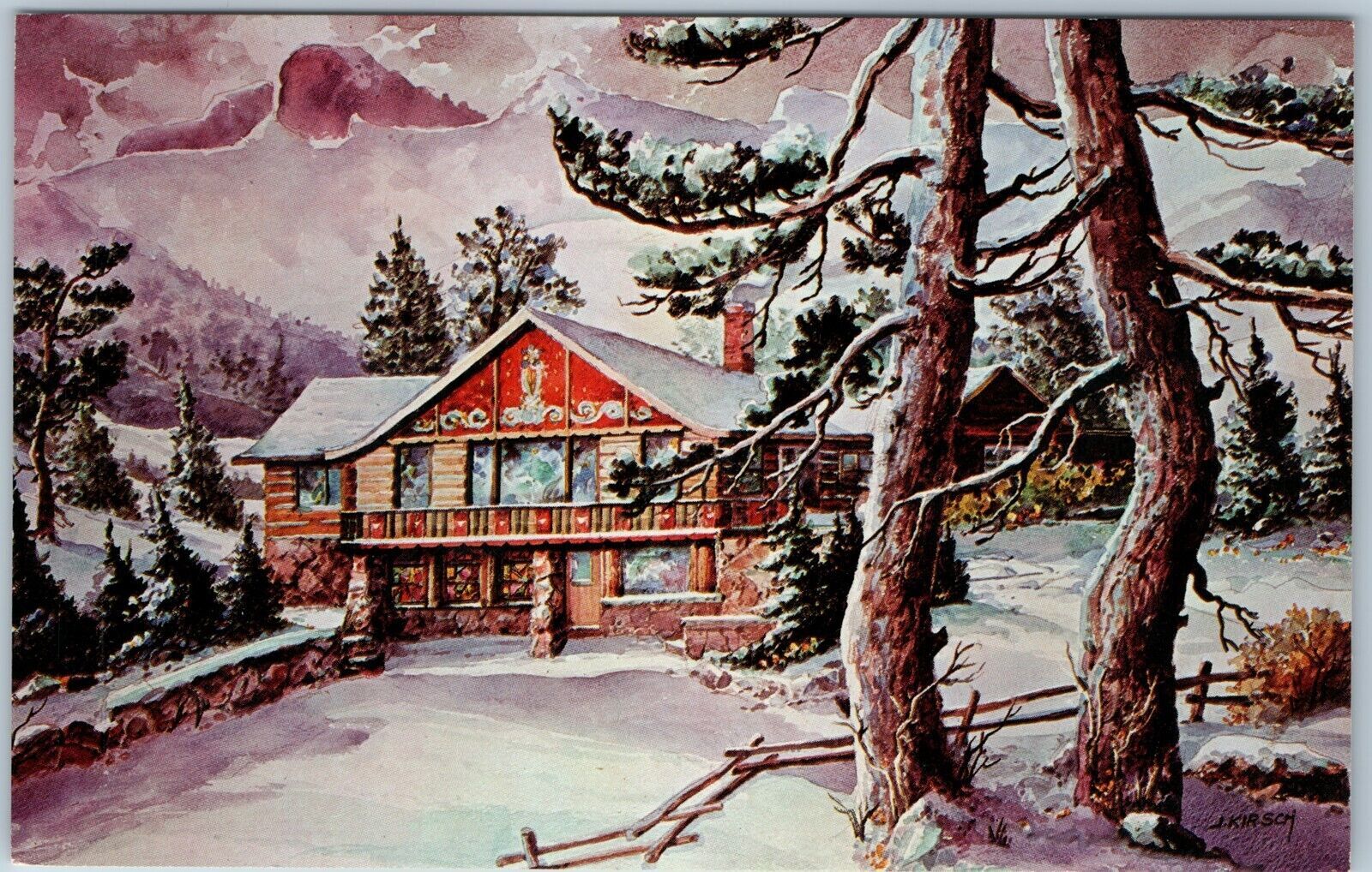 c1920s Estes Park, CO Kirsch's Studio Illustrated Chrome Advertising ...