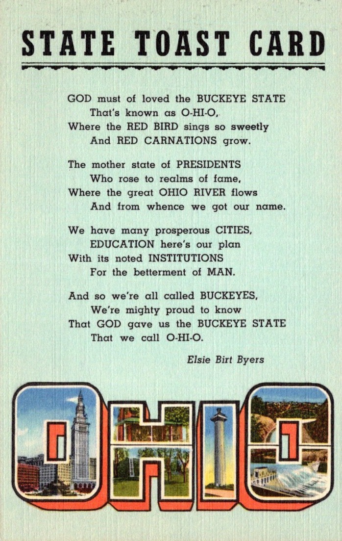 Ohio State Toast Card With Poem By Elsie Birt Byers Curteich | United ...