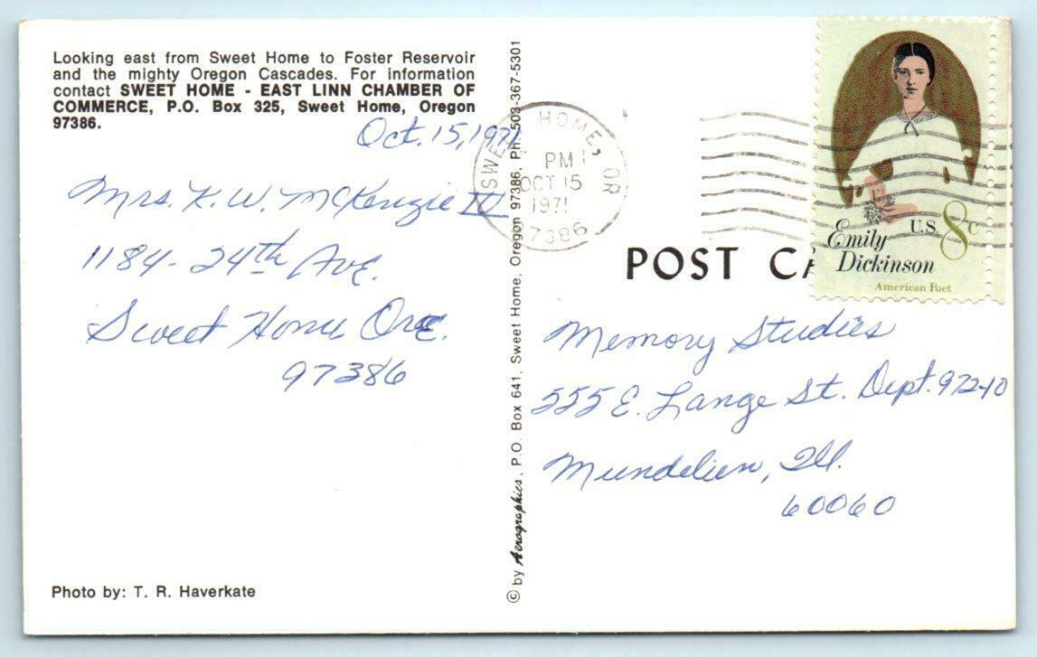 SWEET HOME, Oregon OR ~ Aerial View LINN COUNTY 1971 Foster Reservoir ...