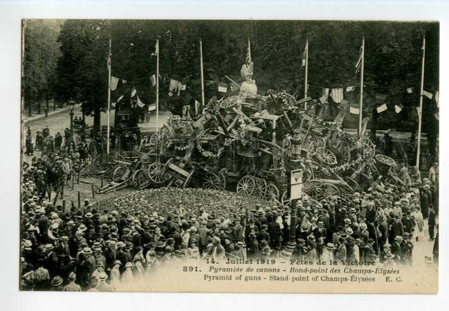487829 WWI 1919 year Victory Day celebration in Paris artillery pyramid ...