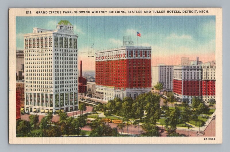 Grand Circus Park Whitney Building Statler Tuller Hotel Detroit Mi ...