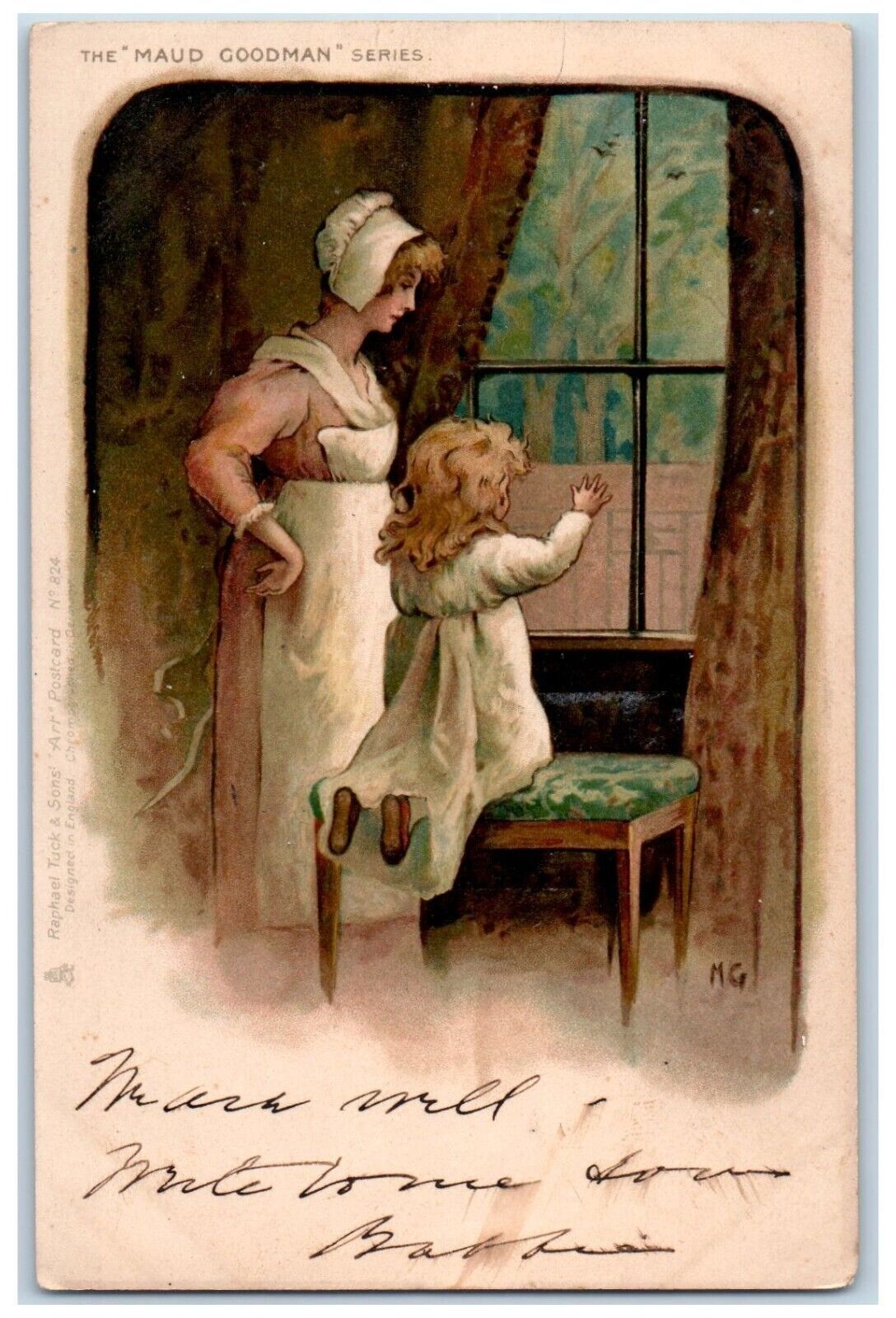 1906 The Maud Goodman Series Little Girl Window Pasadena CA Antique ...