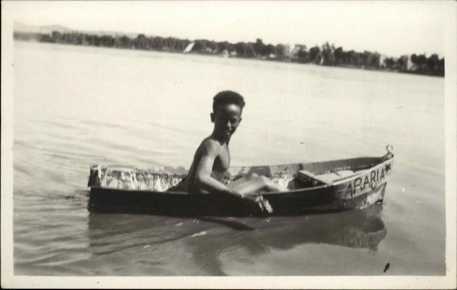 Aswan Assouan Egypt Native Boy Row Boat c1930 Real Photo Postcard ...