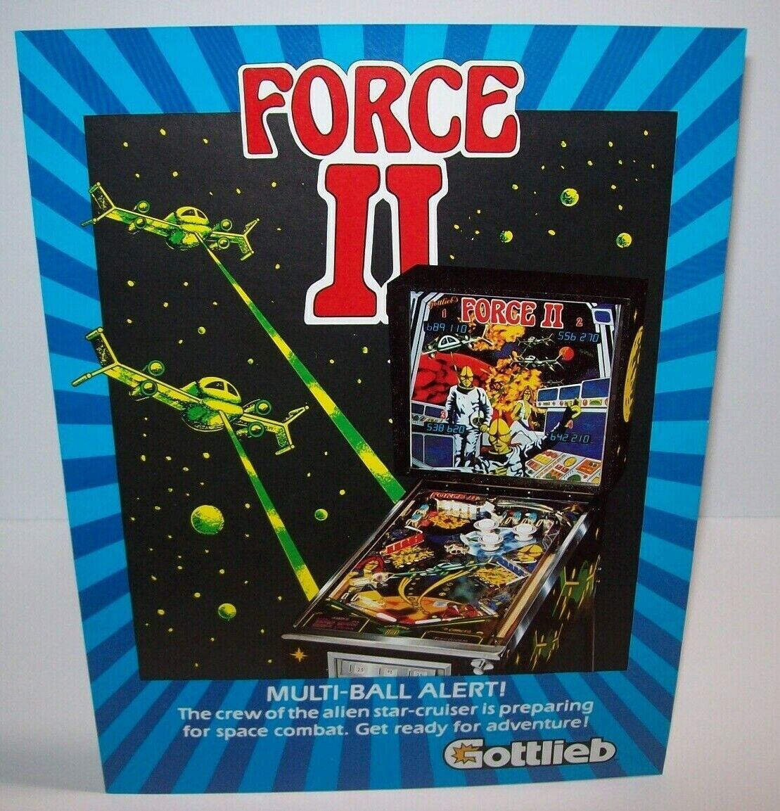 Force II Pinball FLYER Original NOS Vintage 1980 Artwork Sheet Sci-Fi ...