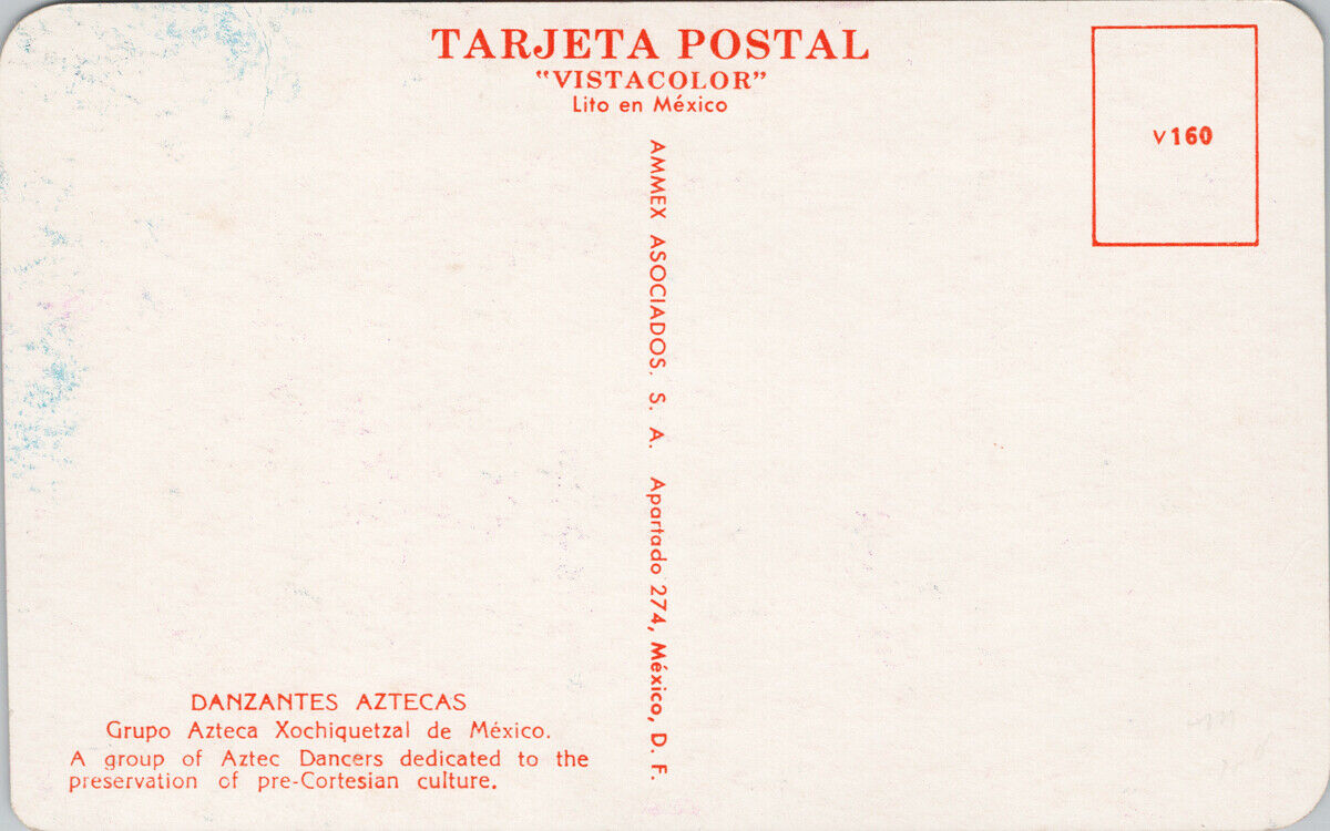 Danzantes Aztecas Aztec Dancers Xochiquetzal Mexico Unused Postcard F52 ...