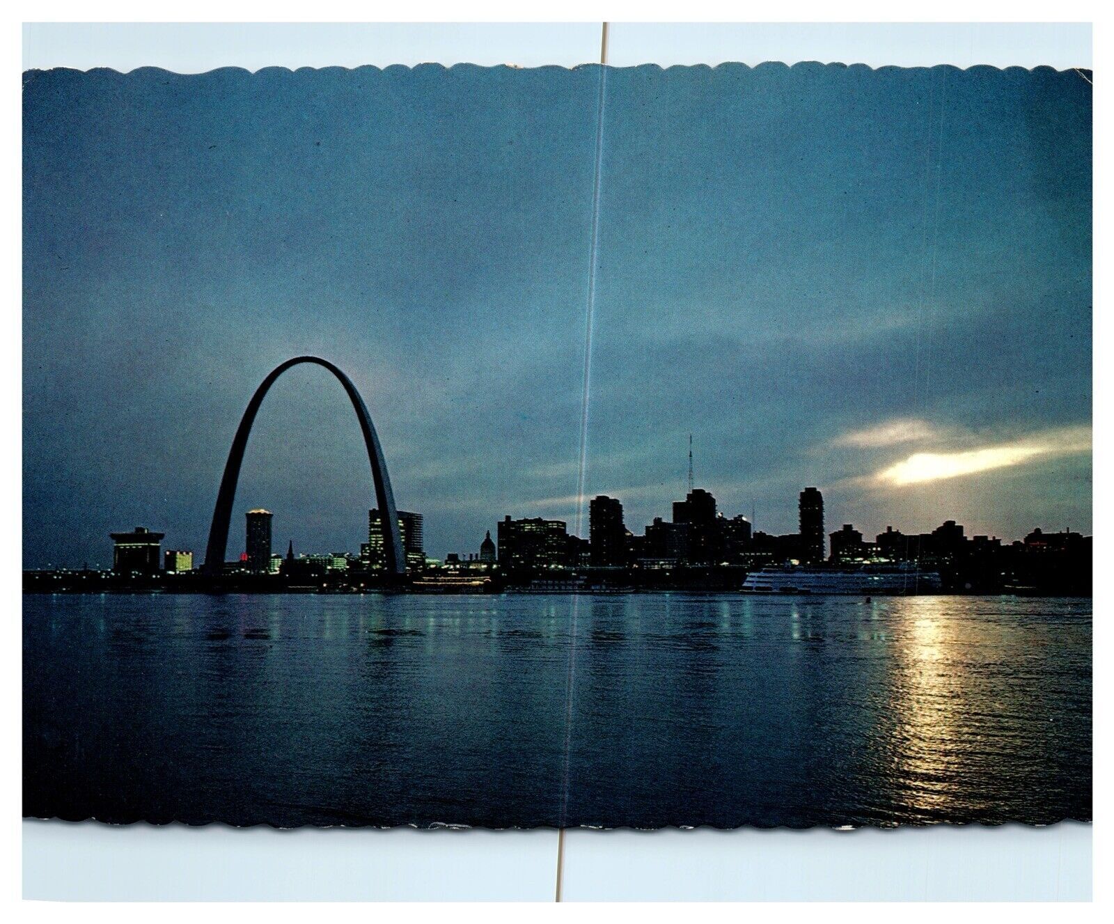 Gateway Arch St Louis River Front City Night Time Landscape Chrome ...