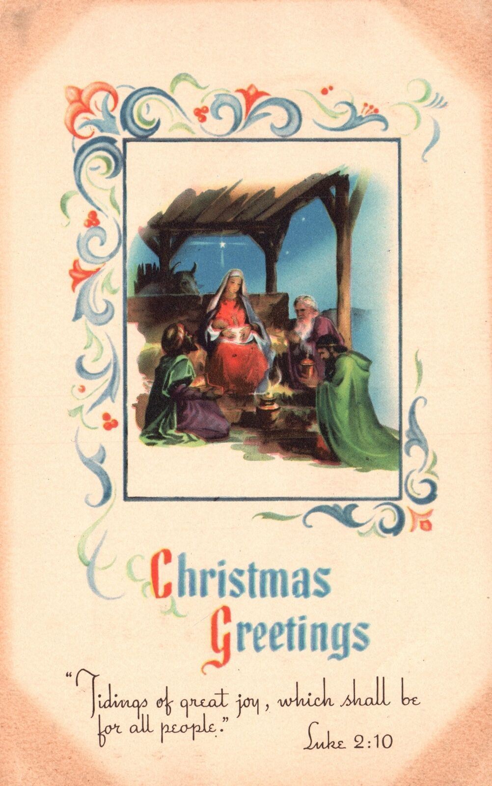 Vintage Postcard Christmas Greetings Jesus w/ His Disciples ...