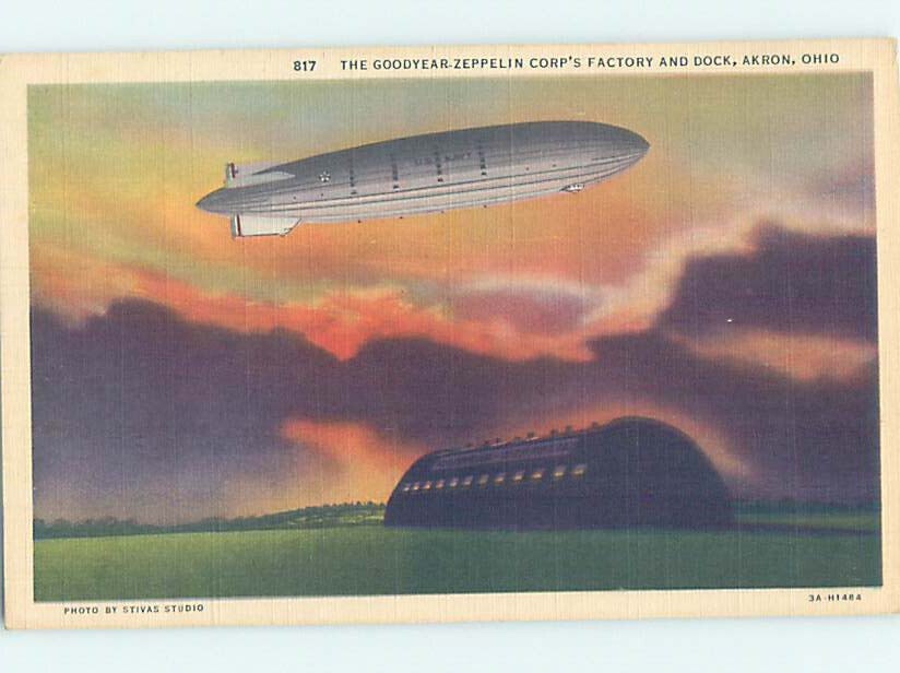 Pre-Chrome Famous Goodyear Zeppelin Blimp at Factory Akron Ohio OH ...