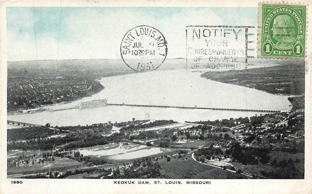 Keokuk Dam Birds Eye View St Louis MO 1931 VTG P131 | United States ...