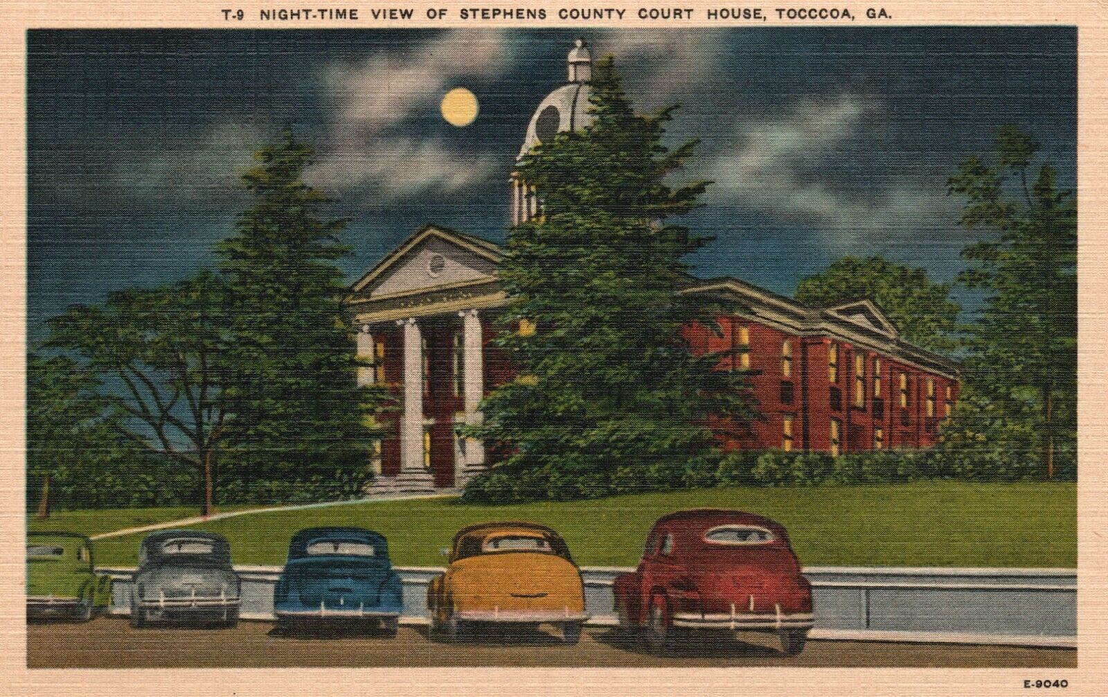 Vintage Postcard 1930's Night-Time View Stephens County Court House ...