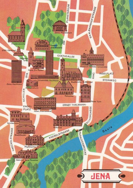 Jena German Germany Map Karte Postcard | Europe - Germany - Other ...