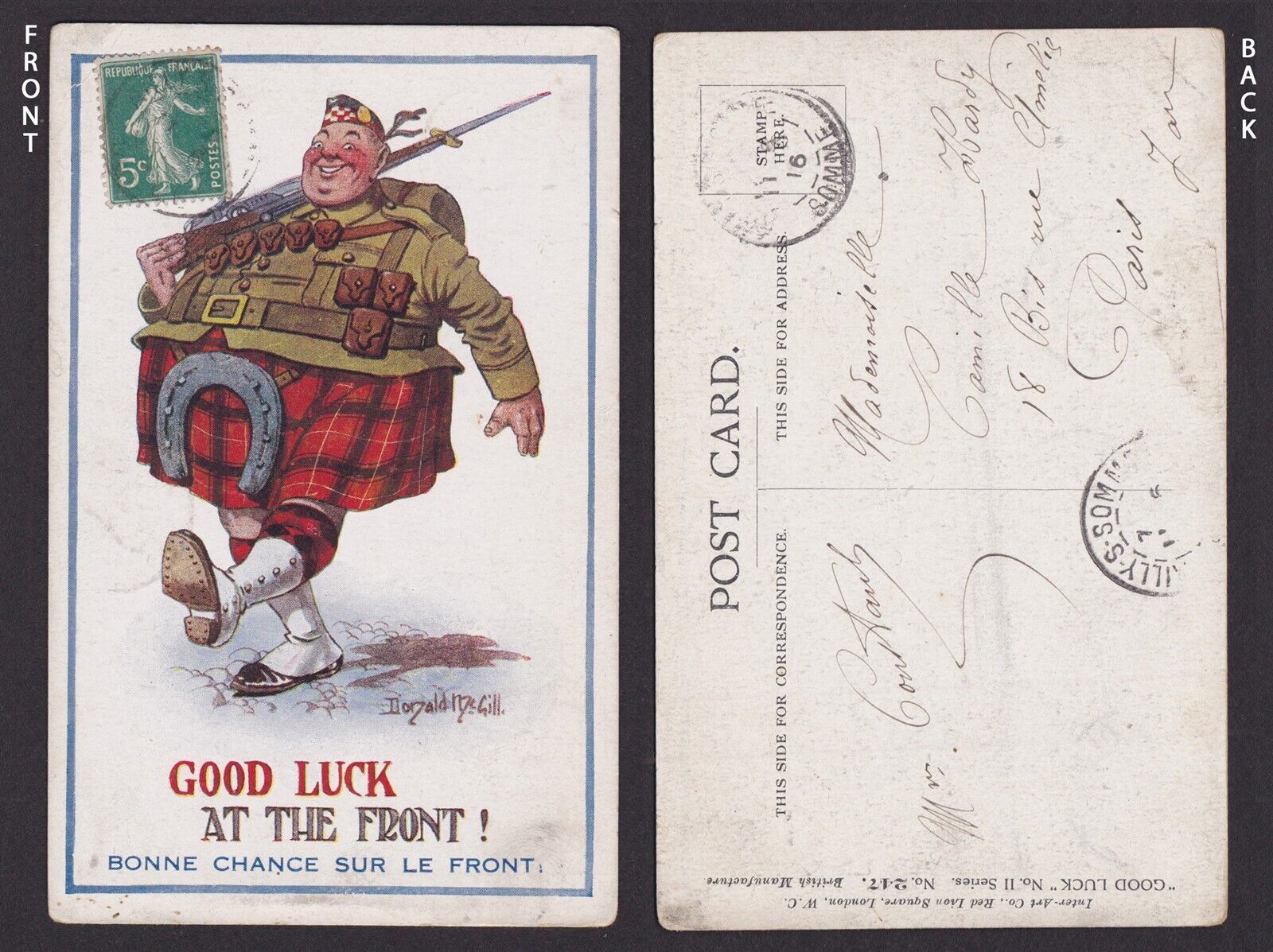 GREAT BRITAIN 1916, Postcard, "Good luck at the front!", Propaganda WWI ...