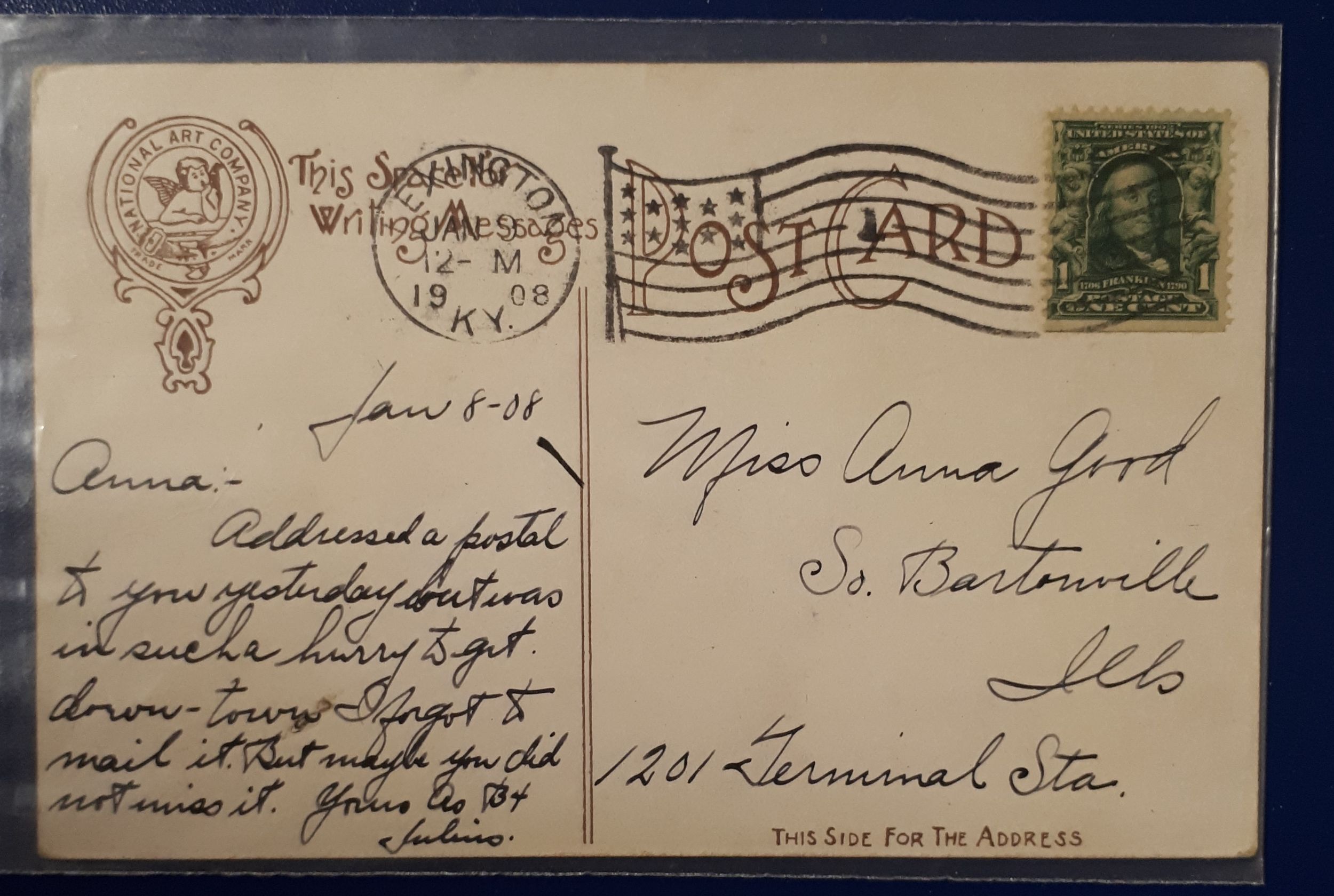 H820 PRETTY GIRL WITH POODLE AND FLAG-1908 (Archie Gunn Illustrator ...