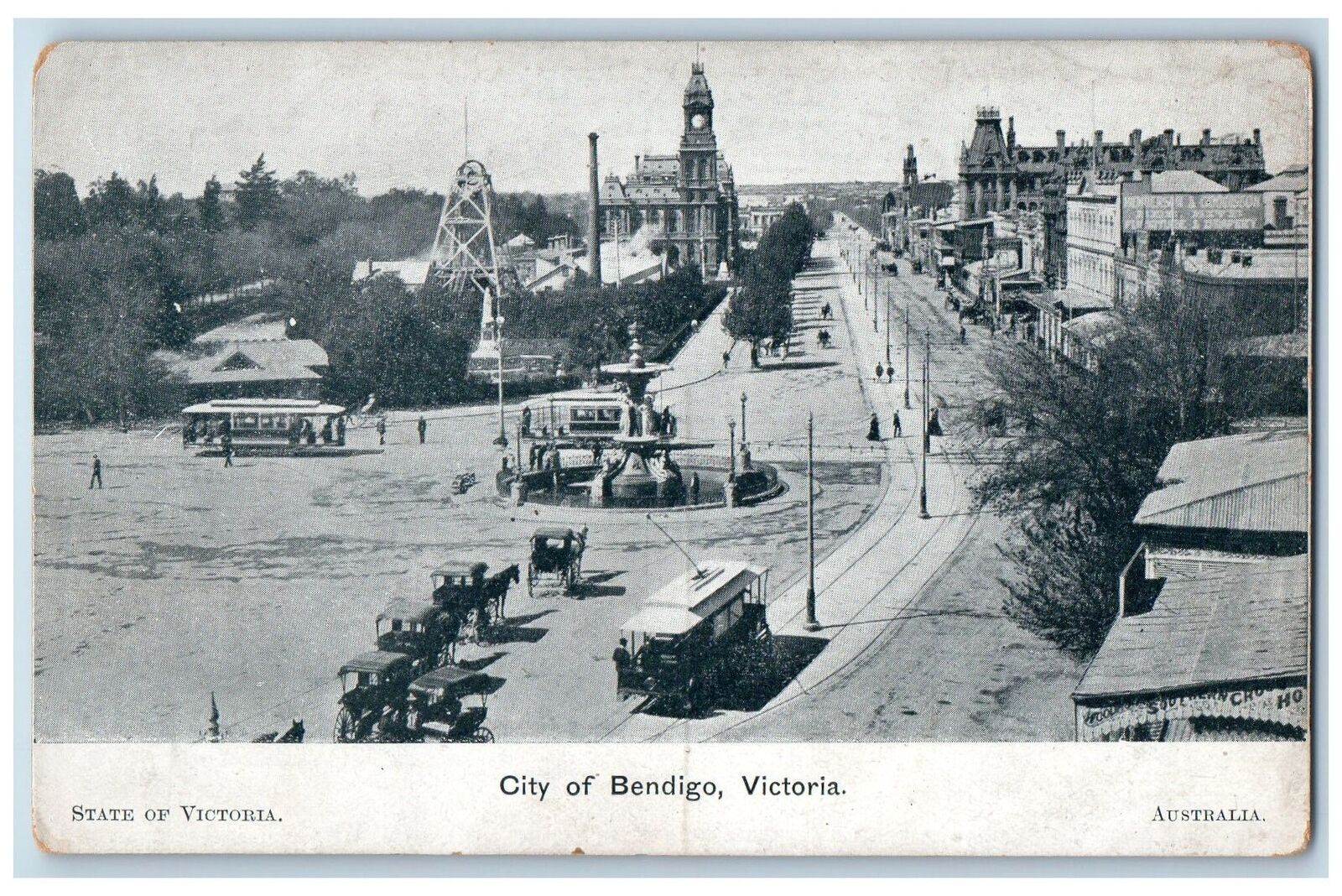 c1910's City Of Bendigo Victoria Australia, Train Horse Carriage Scene ...