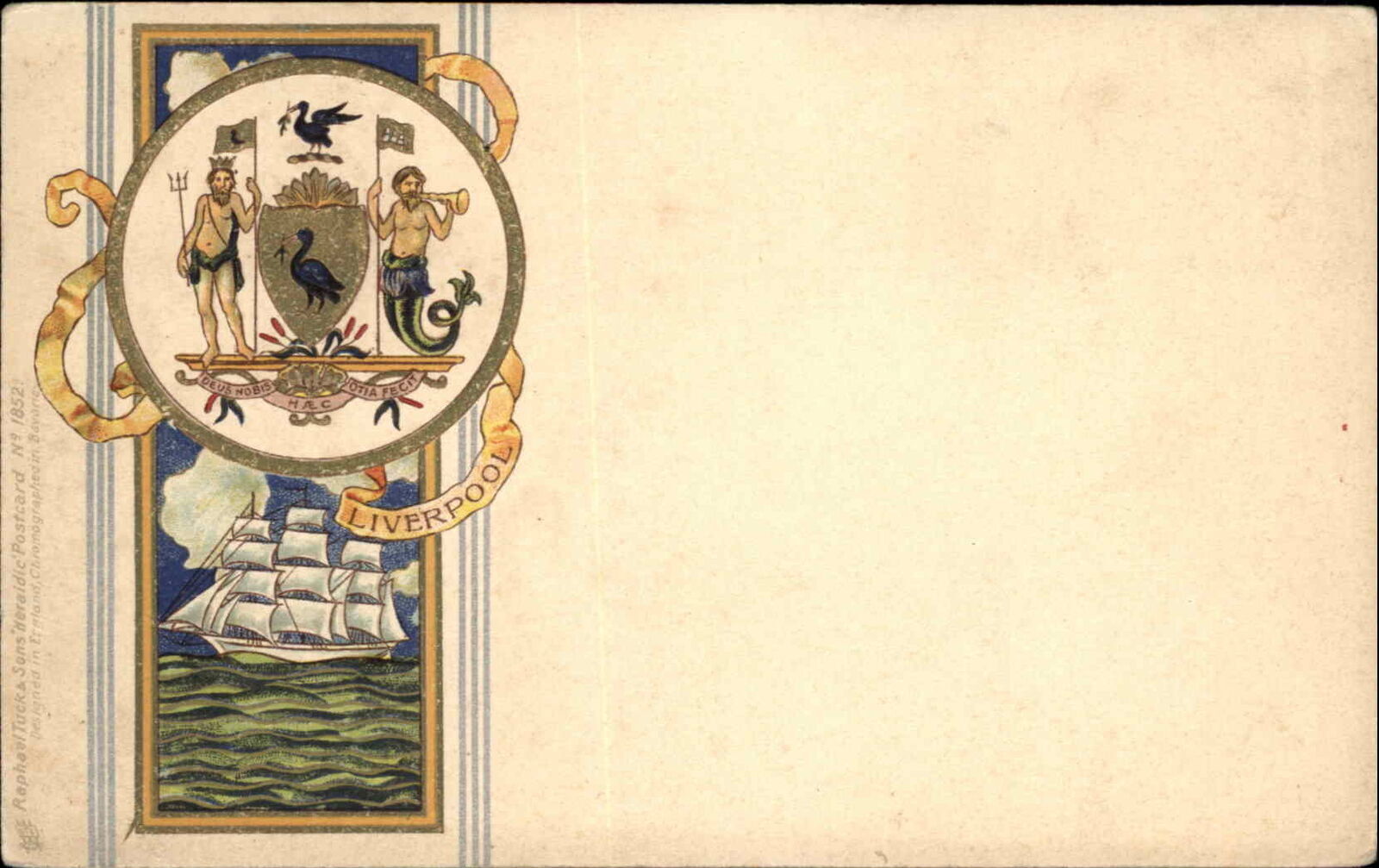 Tuck Heraldic Liverpool England Merman Coat of Arms Shield No. 1852 ...