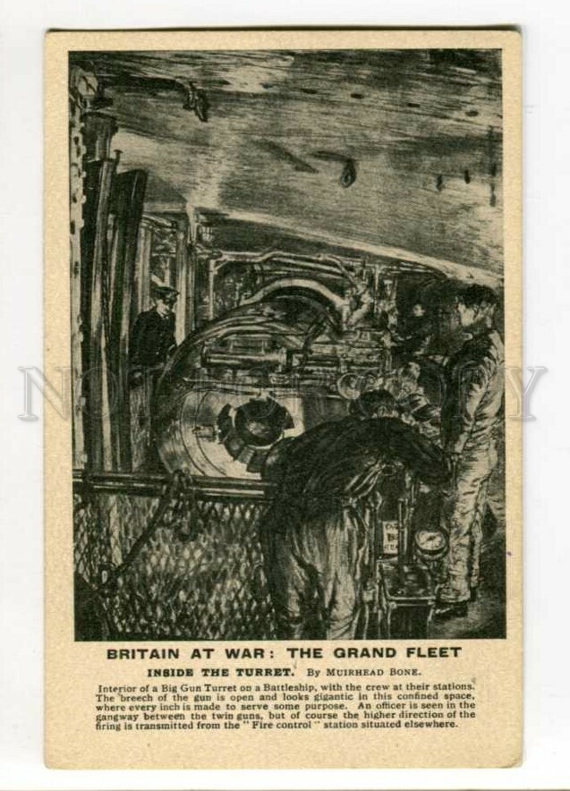 3105291 WWI ENGLISH PROPAGANDA grand fleet inside the turret PC ...