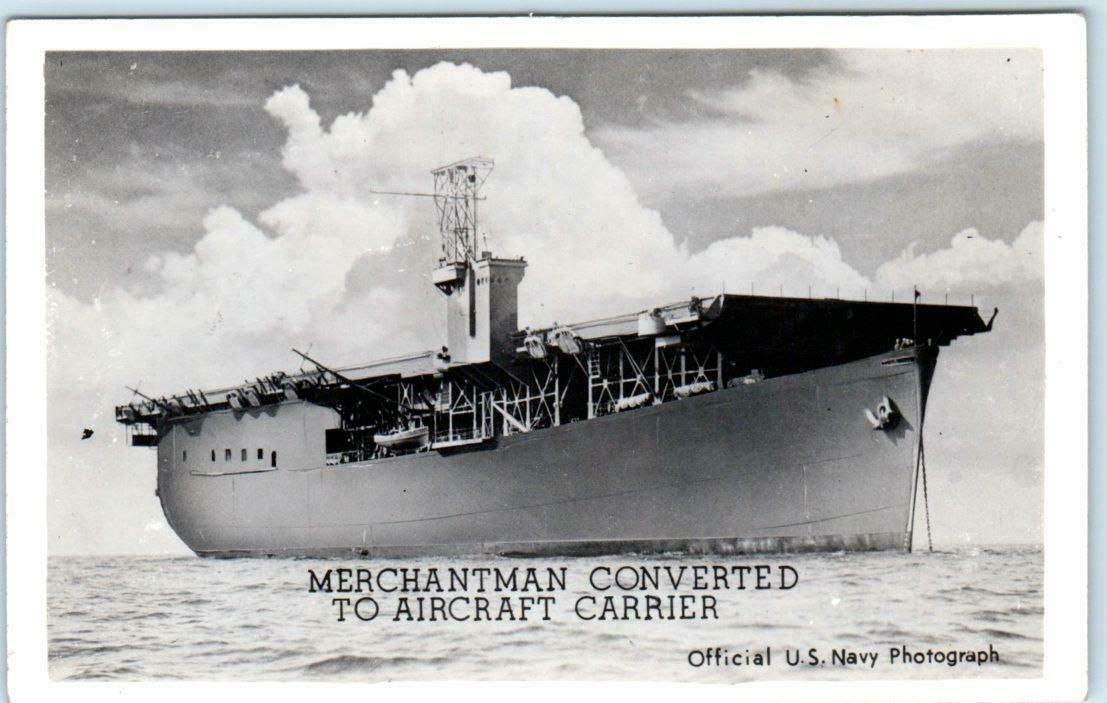 RPPC Navy Photo MERCHANTMAN Converted to AIRCRAFT CARRIER Cross Section ...