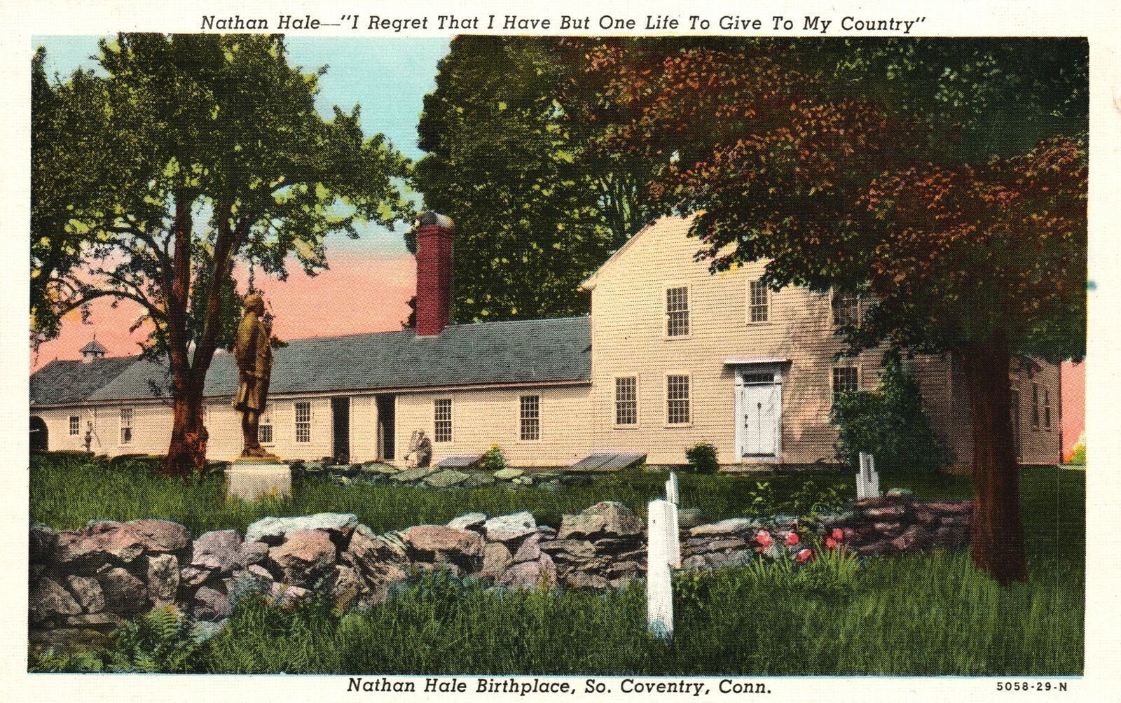 Vintage Postcard 1920's Nathan Hale Birthplace South Coventry ...