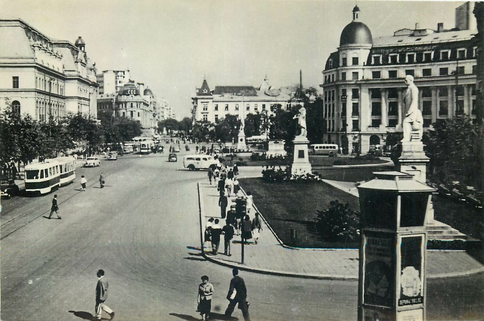 Romania Bucharest 1960 tram ambulance bus car street view postcard ...